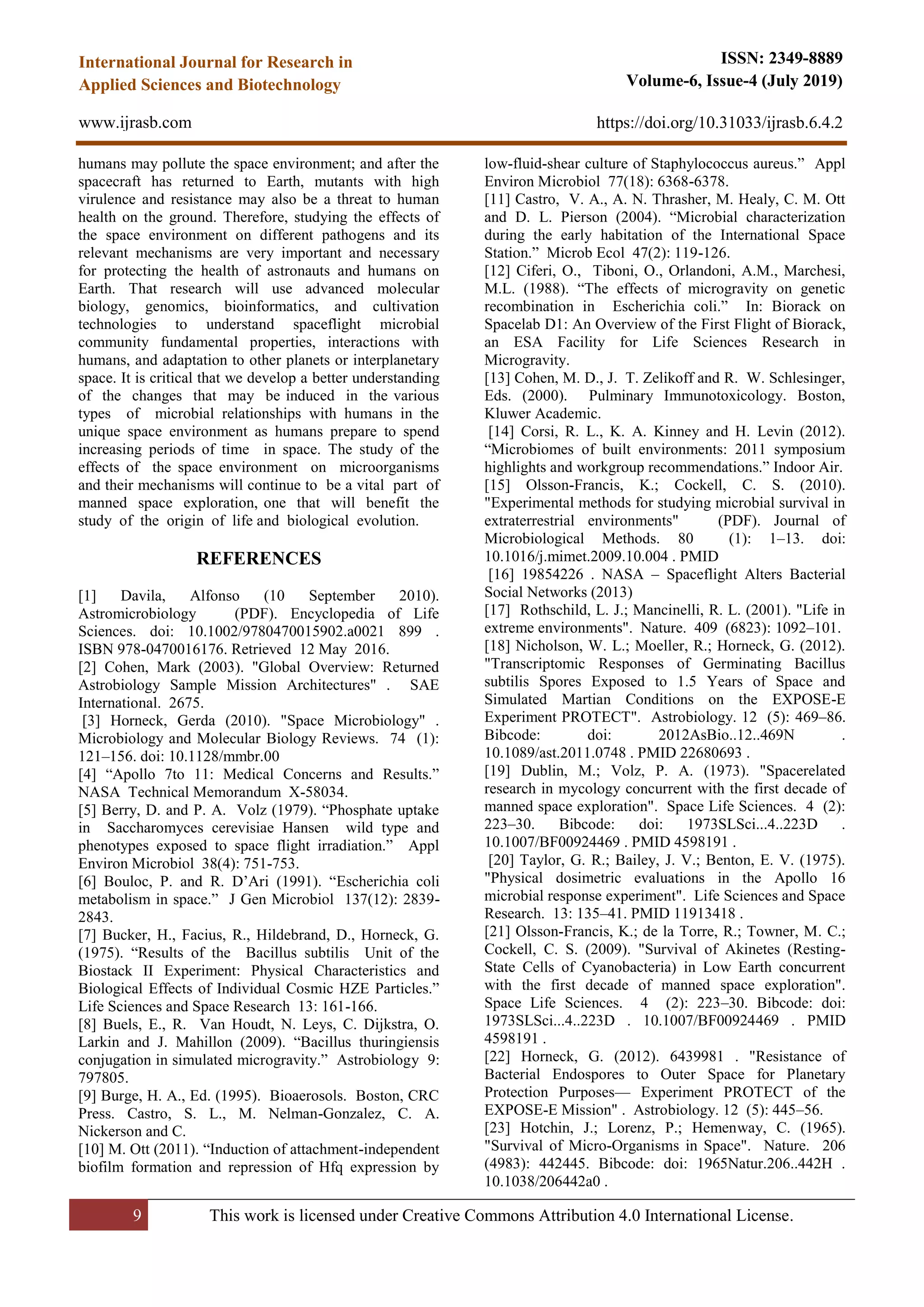 Space Microbiology: Modern Research and Advantages for Human Colonization on Mars | PDF