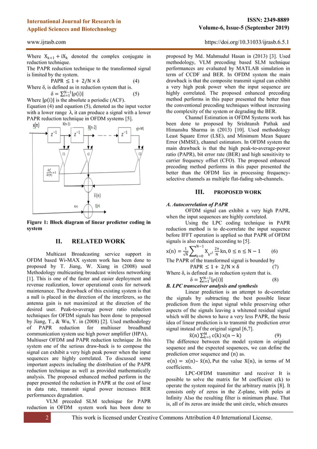 Analysis Of Reduction Of Papr By Linear Predictive Coding In Ofdm Pdf