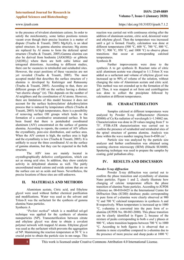 Synthesis, Characterization and Phase Transition of Highly Porous γ - Alumina Nanoparticles | PDF