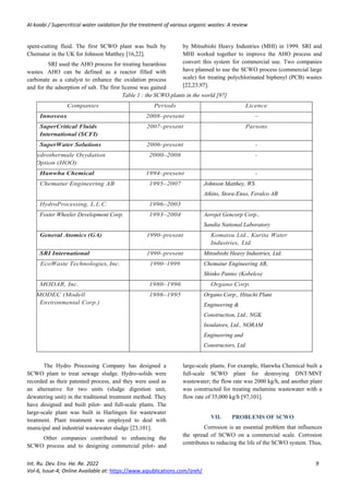 Supercritical water oxidation for the treatment of various organic ...