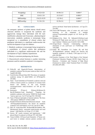 Risk Factors Associations of Metabolic Syndrome | PDF