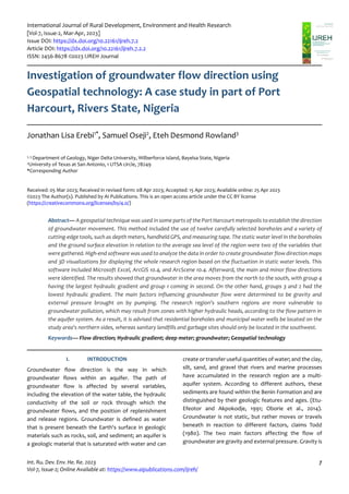 Investigation of groundwater flow direction using Geospatial technology ...