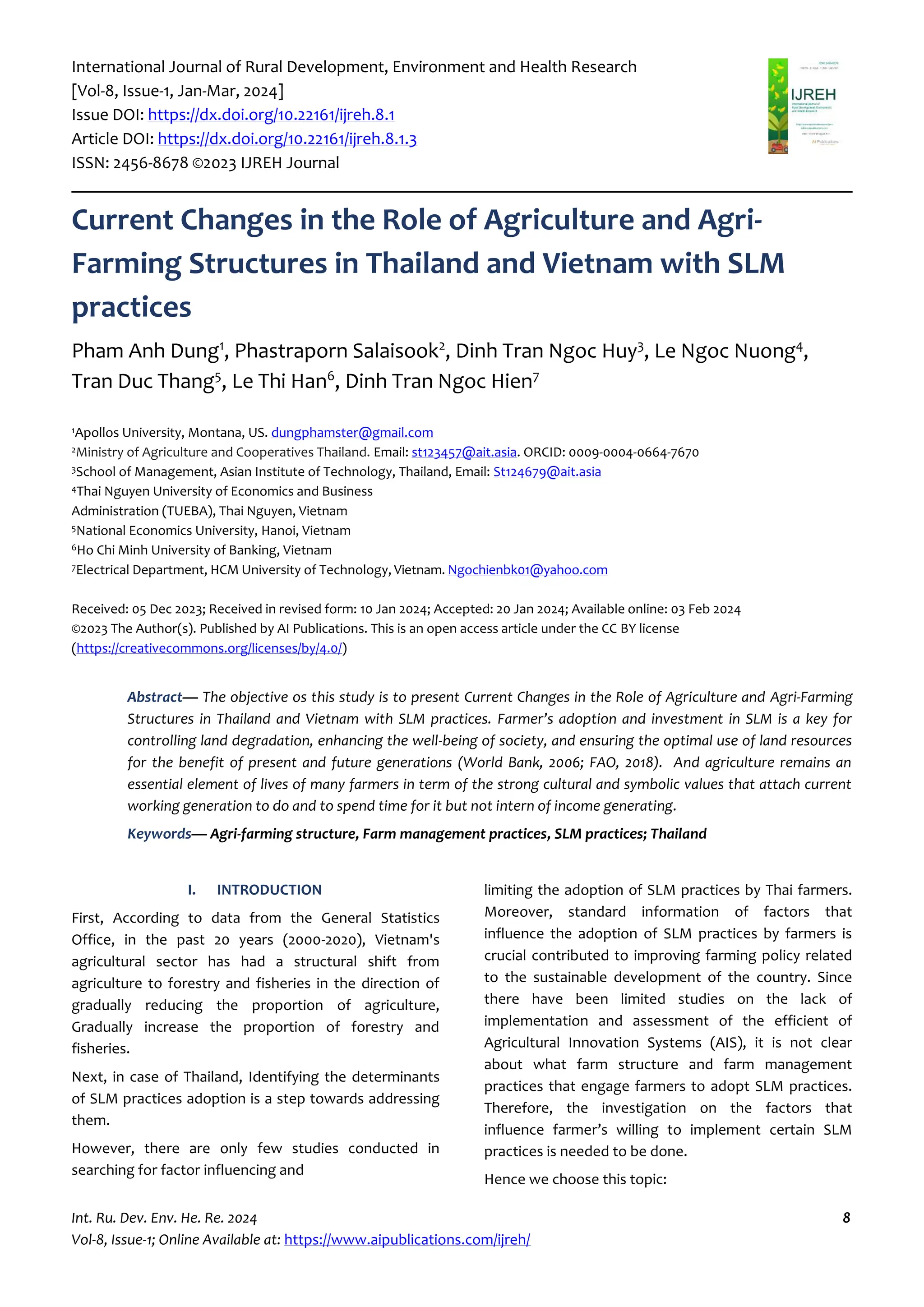 Current Changes in the Role of Agriculture and Agri-Farming Structures ...