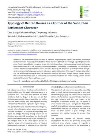 Typology of Rented Houses as a Former of the Sub-Urban Settlement Character | PDF