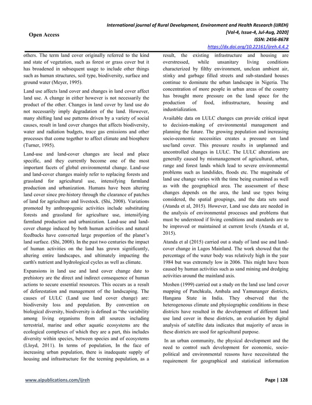 Land use/ land cover classification and change detection mapping: A ...