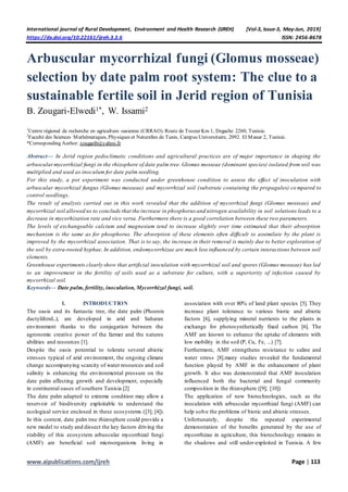 Arbuscular mycorrhizal fungi (Glomus mosseae) selection by date palm ...