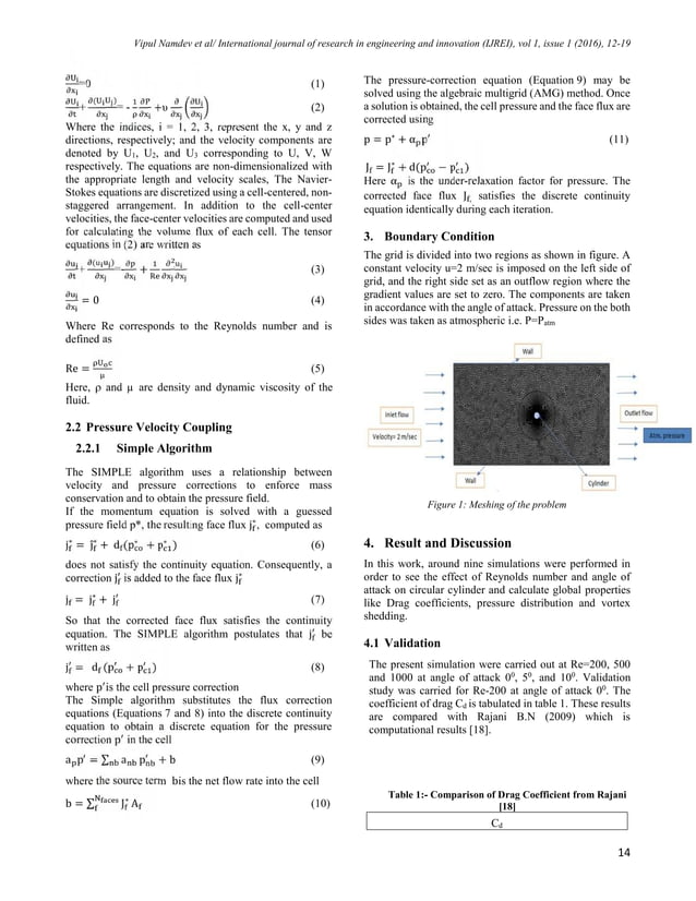 IJREI- Analysis of Vortex Formation around a Circular Cylinder at low Reynolds Number | PDF