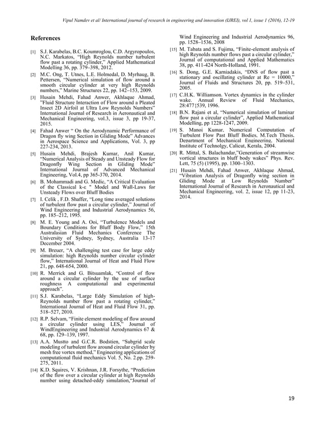 IJREI- Analysis of Vortex Formation around a Circular Cylinder at low Reynolds Number | PDF