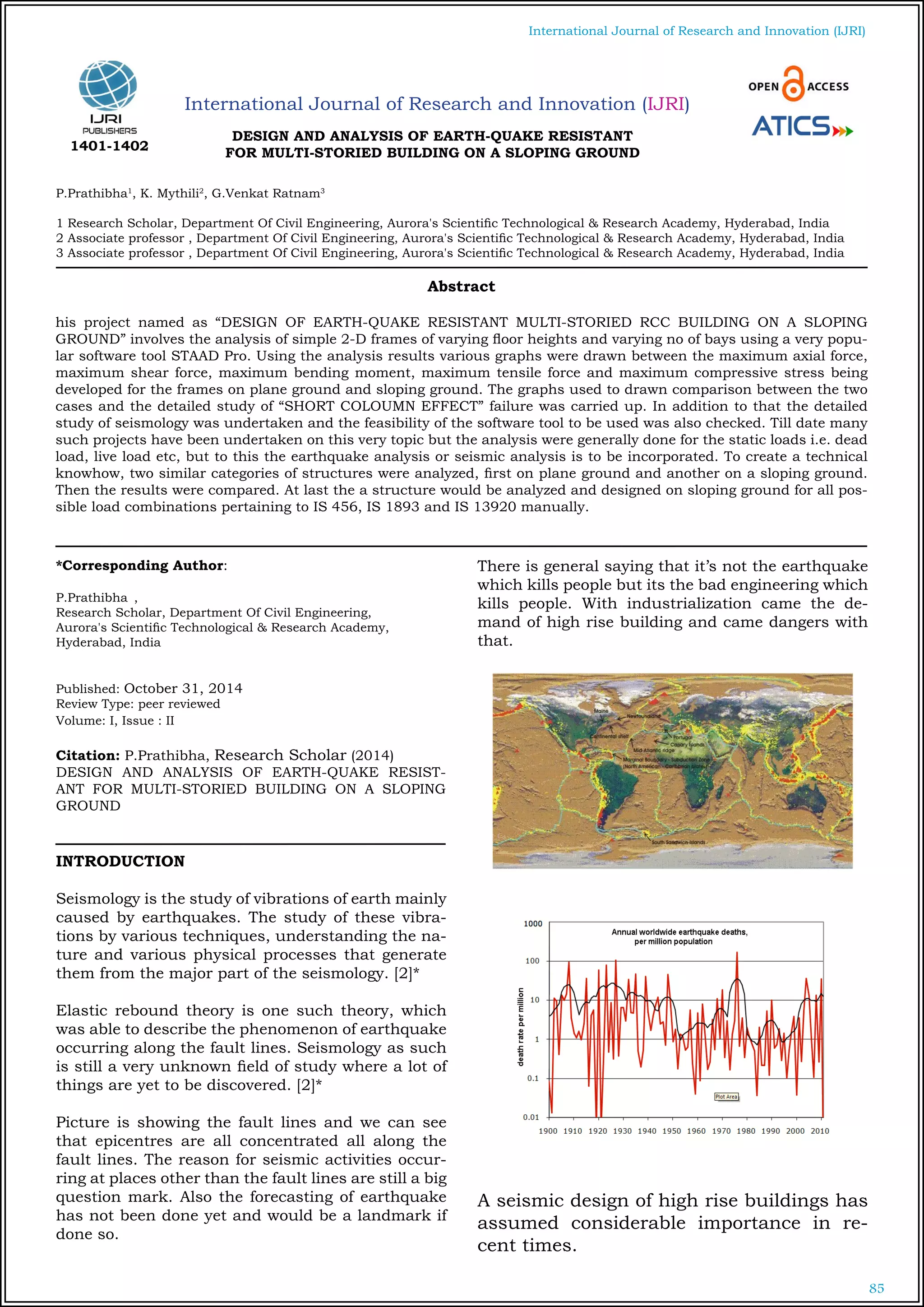 DESIGN AND ANALYSIS OF EARTH-QUAKE RESISTANT FOR MULTI-STORIED BUILDING ...