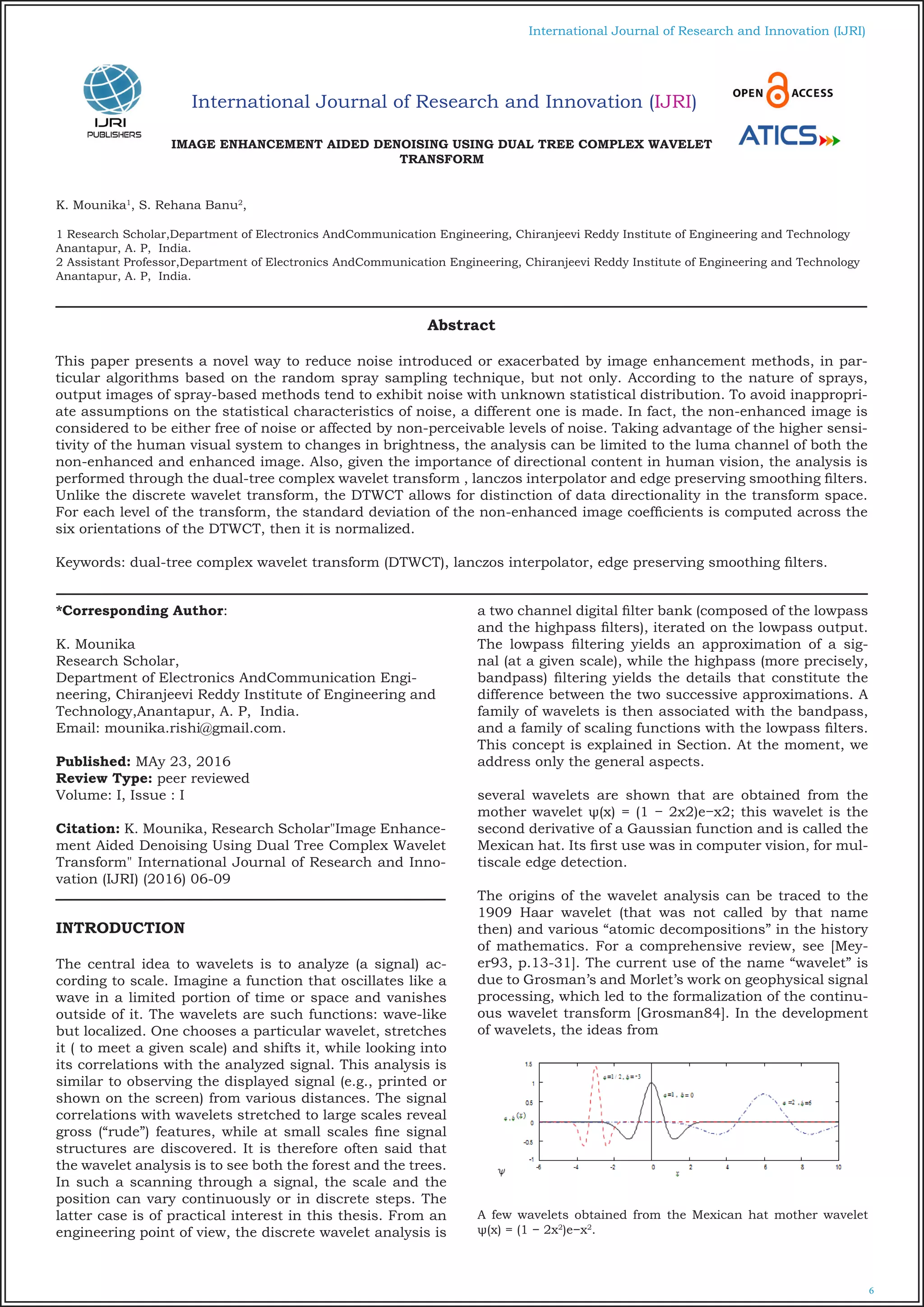 Ijri Ece 01 02 Image Enhancement Aided Denoising Using Dual Tree 