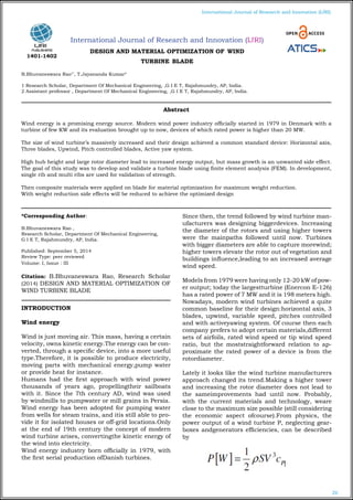 DESIGN AND MATERIAL OPTIMIZATION OF WIND TURBINE BLADE | PDF | Physics ...