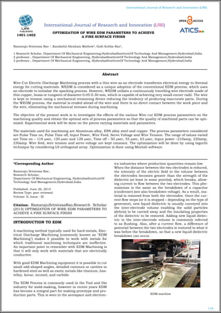 OPTIMIZATION OF WIRE EDM PARAMETERS TO ACHIEVE A FINE SURFACE FINISH | PDF