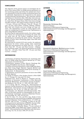 OPTIMIZATION OF WIRE EDM PARAMETERS TO ACHIEVE A FINE SURFACE FINISH | PDF