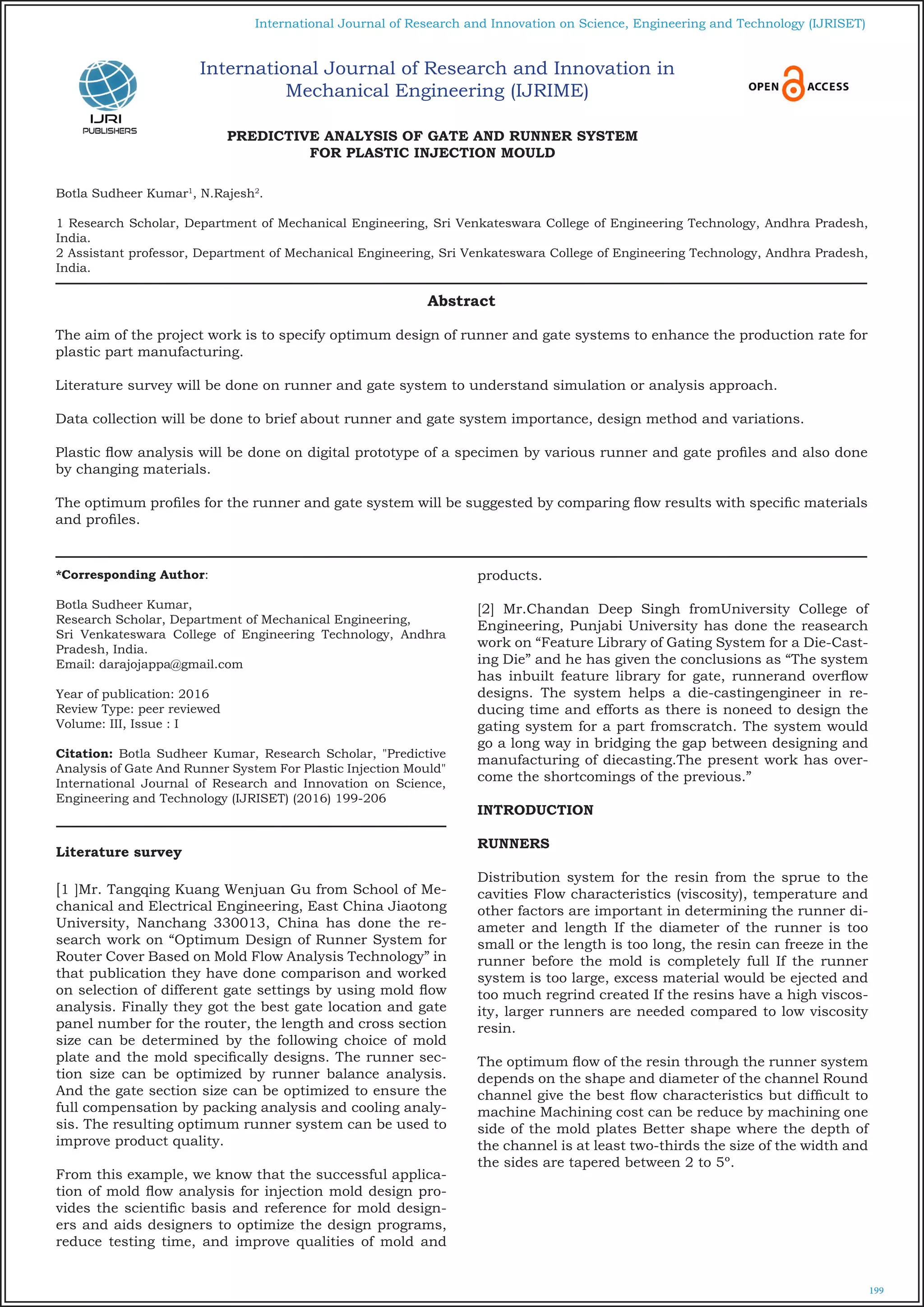 Ijri me-02-031 predictive analysis of gate and runner system for ...