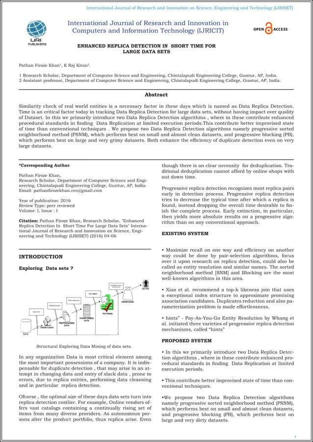 Ijricit 01-002 enhanced replica detection in short time for large data sets | PDF | Databases ...