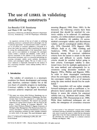 The use of LISREL in validating marketing constructs | PDF