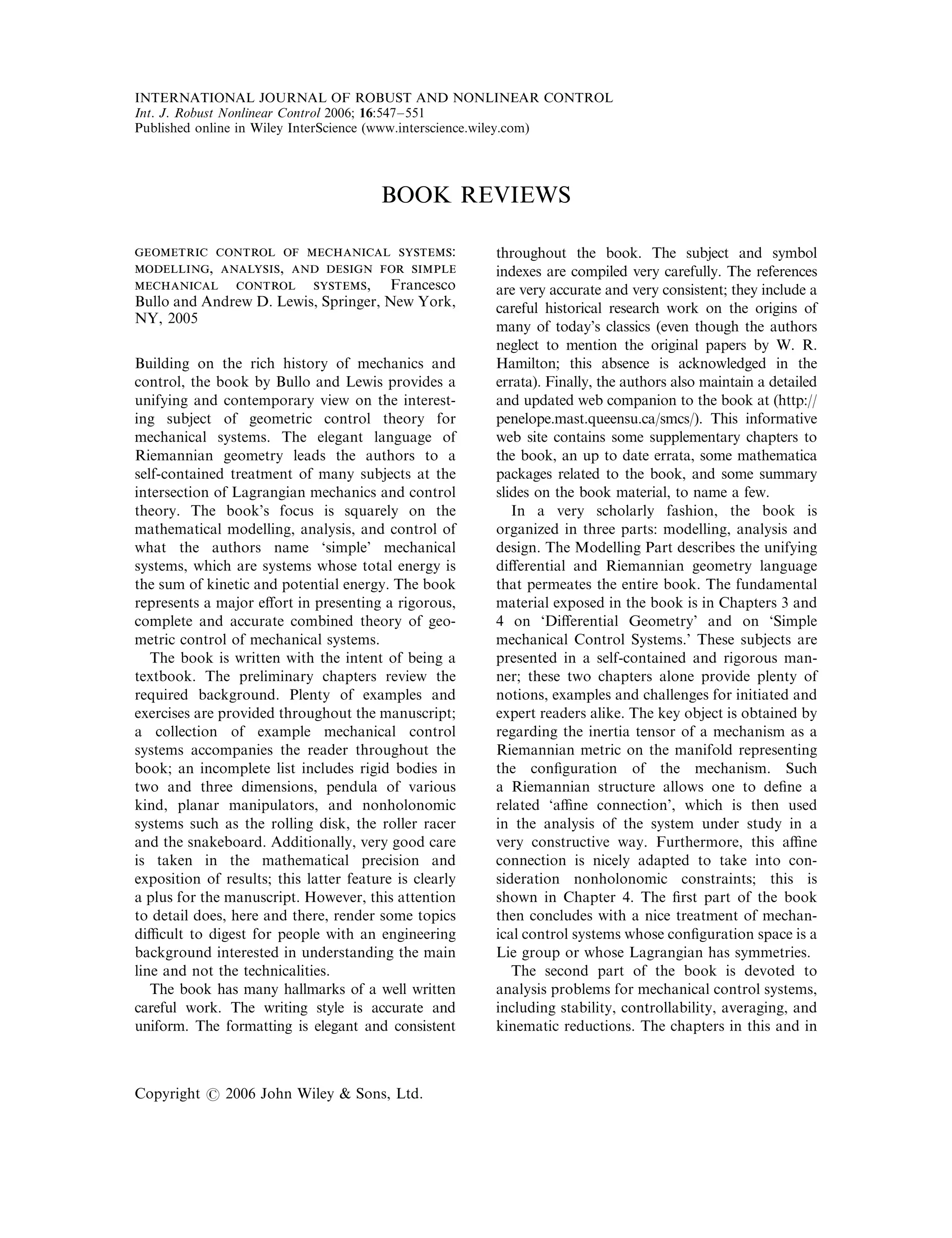 Geometric Control System and Fault-Diagnosis | PDF