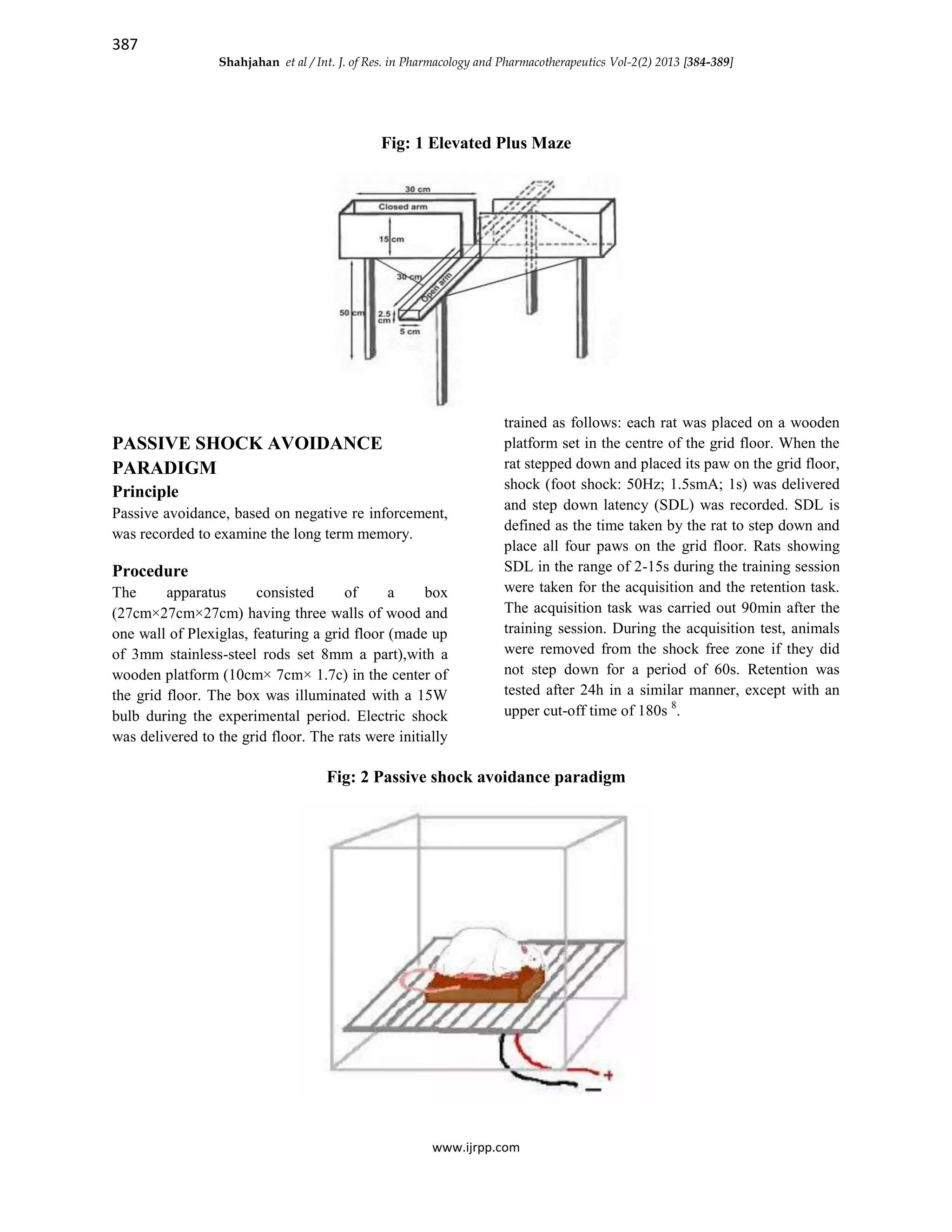 Screening models for Anti-Amnesic activity evaluation: A Review | PDF