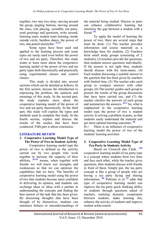 Cooperative Learning Model: The Power of Two Vs Tea Party | PDF