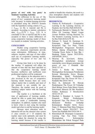 Cooperative Learning Model: The Power of Two Vs Tea Party | PDF