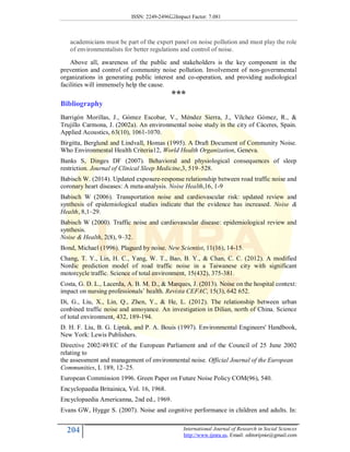Investigation & Examination of Noise Pollution - Definition, Sources, Effects, Monitoring and ...