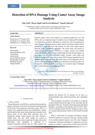 Detection of DNA Damage Using Comet Assay Image Analysis | PDF