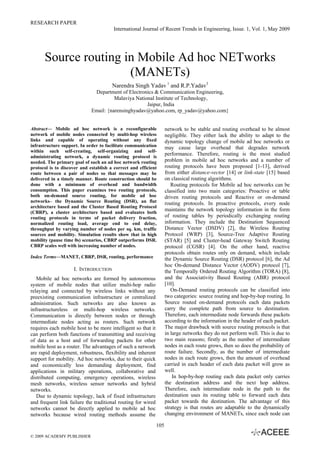 Source routing in Mobile Ad hoc NETworks (MANETs) | PDF