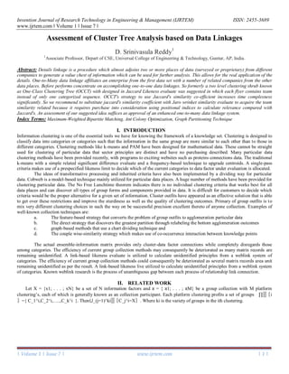Assessment of Cluster Tree Analysis based on Data Linkages | PDF