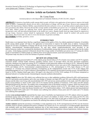 Review Article on Geriatric Morbidity | PDF