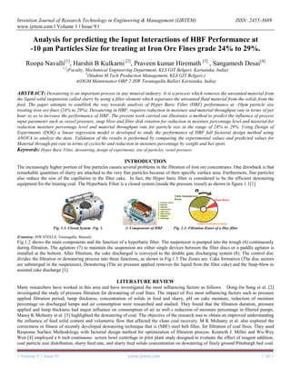 Analysis for predicting the Input Interactions of HBF Performance at -10 μm Particles Size for ...