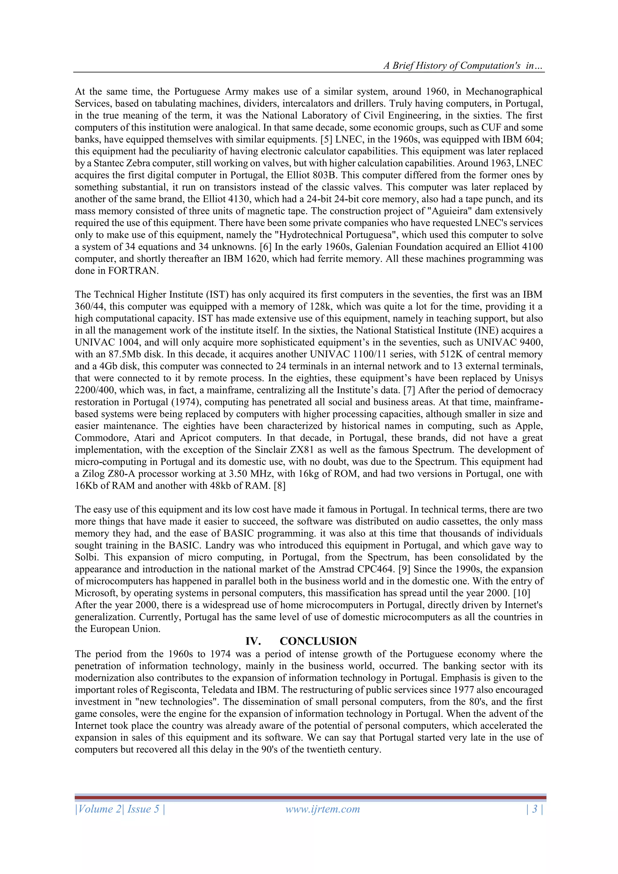 A Brief History of Computation’s in Portugal | PDF