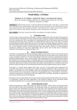 Food Safety: A Primer | PDF