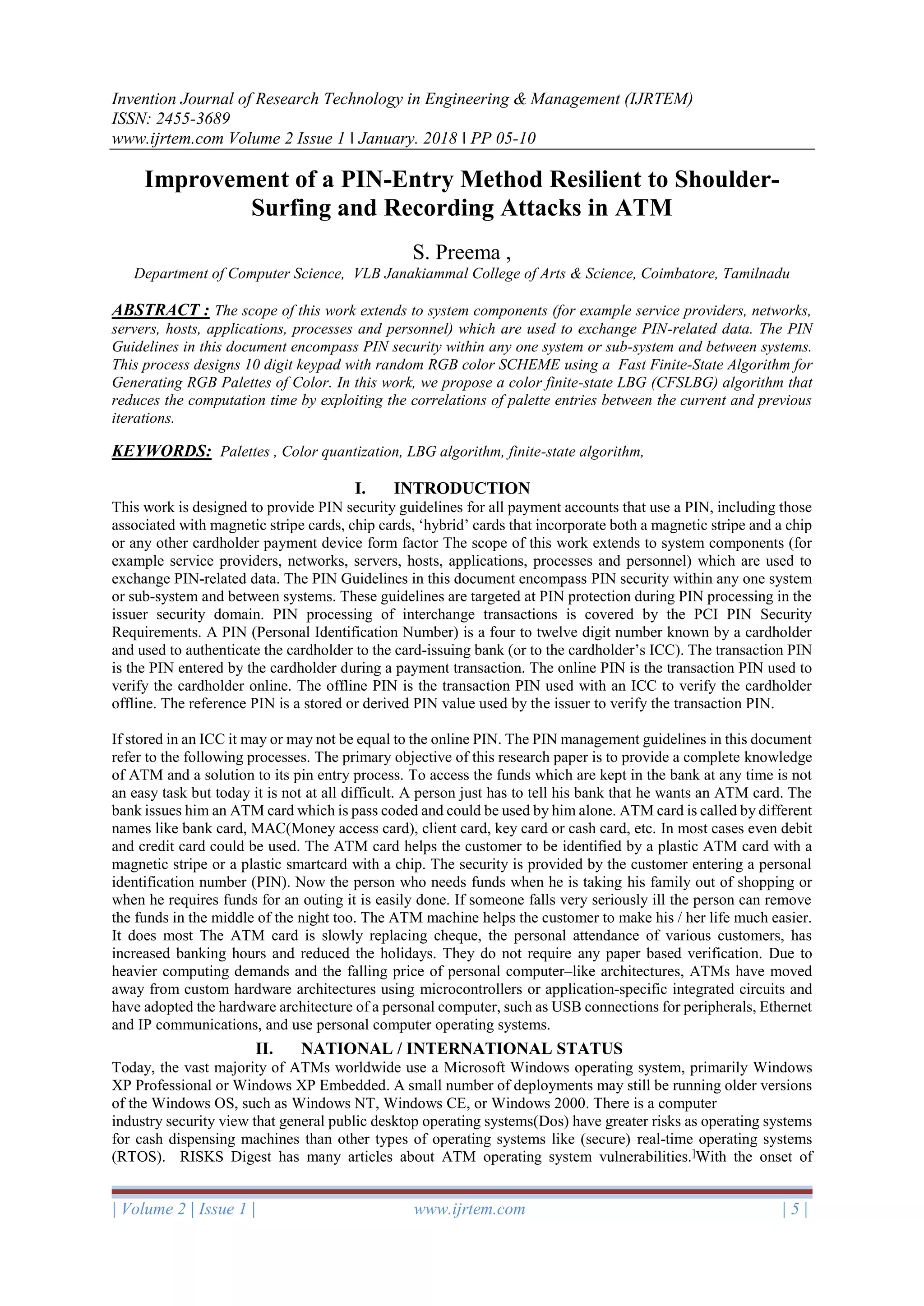 Improvement of a PIN-Entry Method Resilient to ShoulderSurfing and ...