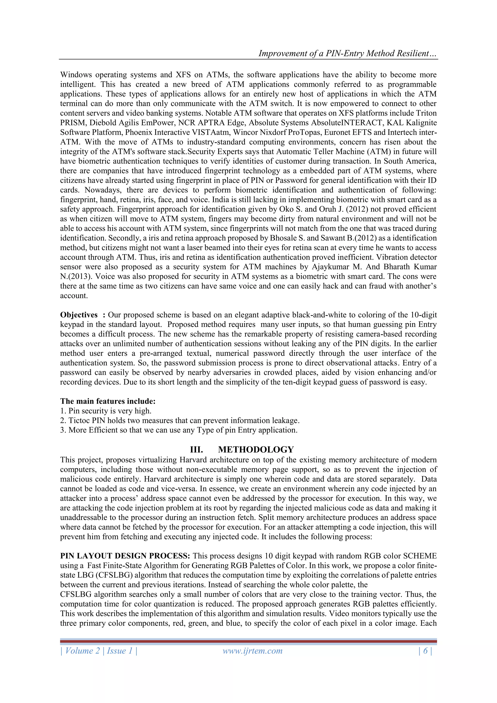 Improvement of a PIN-Entry Method Resilient to ShoulderSurfing and Recording Attacks in ATM | PDF