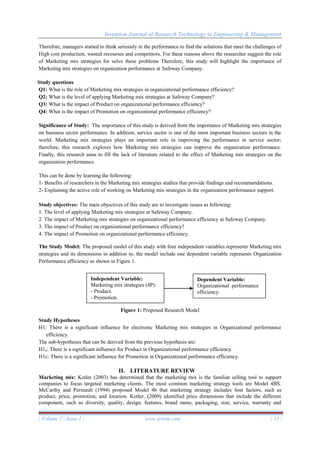 Marketing Mix Startegies and Its Impact on Organizational Performance Efficiency in The ...