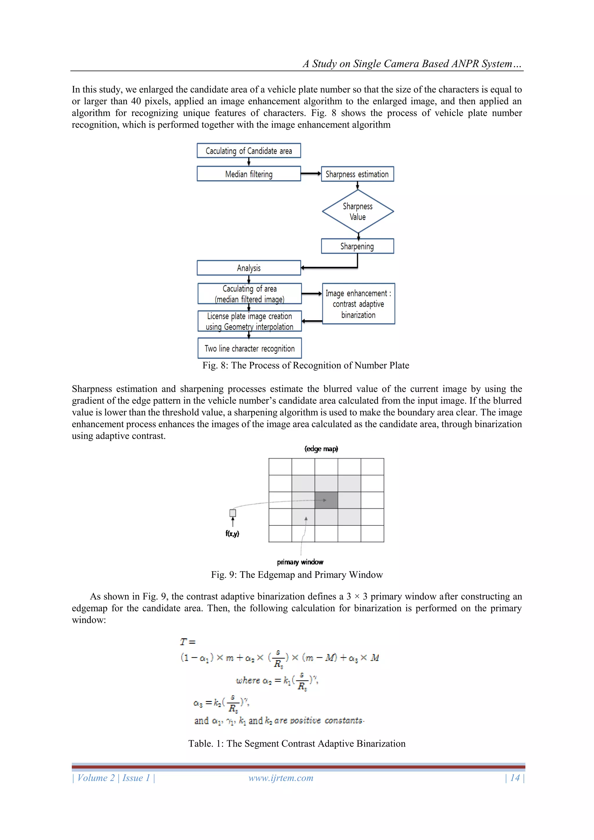 A Study on Single Camera Based ANPR System for Improvement of Vehicle ...