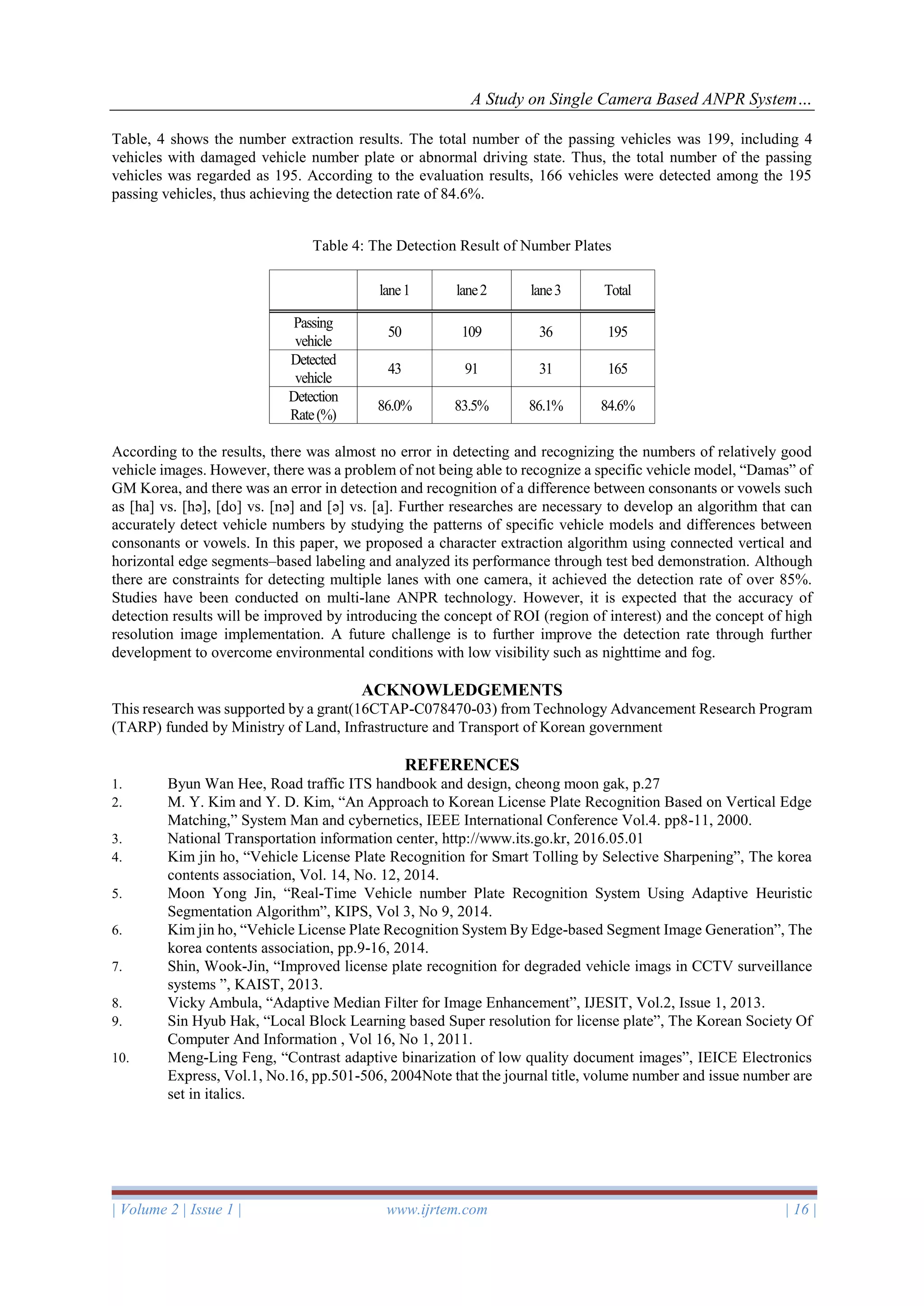 A Study on Single Camera Based ANPR System for Improvement of Vehicle ...