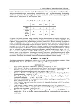 A Study on Single Camera Based ANPR System for Improvement of Vehicle ...