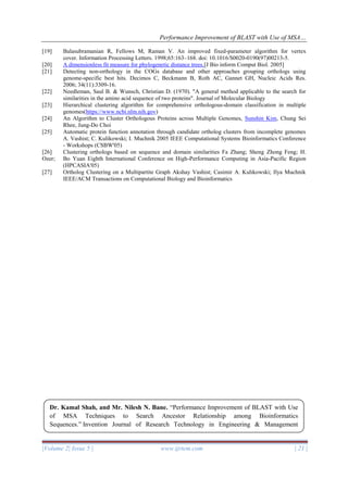 Performance Improvement of BLAST with Use of MSA Techniques to Search ...
