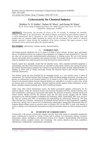 Cybersecurity for Chemical Industry | PDF