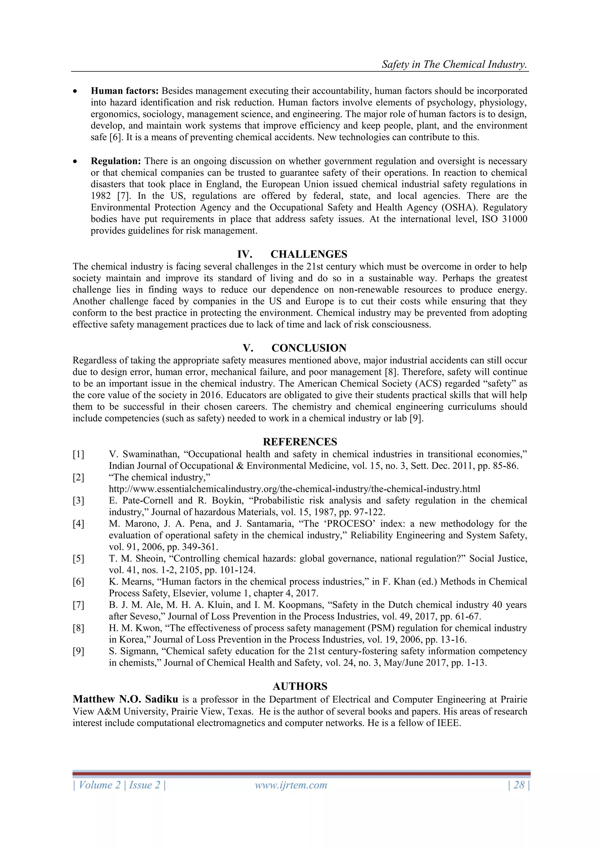 Safety in The Chemical Industry | PDF