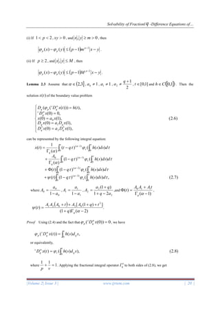 Solvability of Fractionl q -Difference Equations of Order 2 3 Involving The P-Laplacian Operator ...