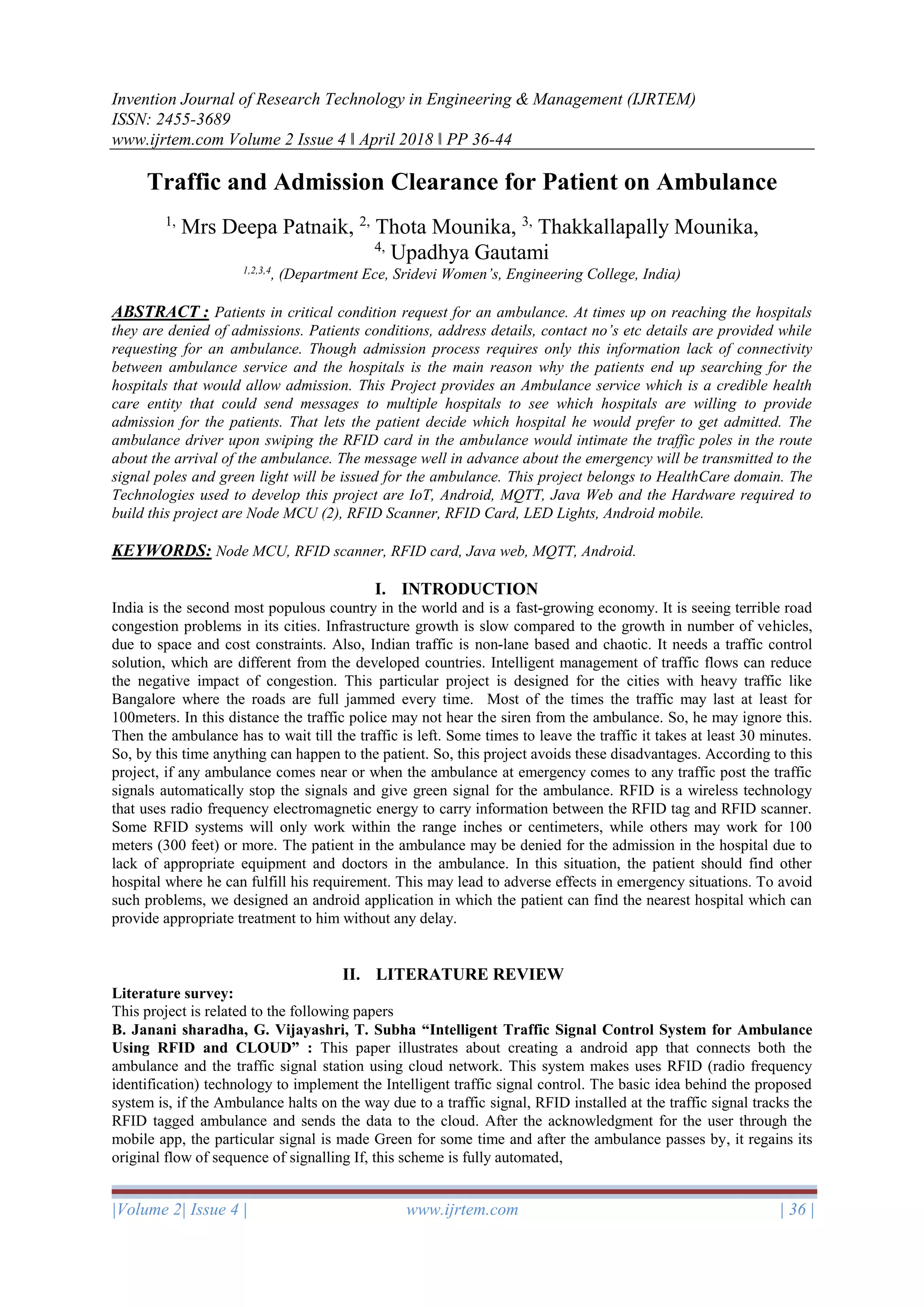 Traffic and Admission Clearance for Patient on Ambulance | PDF