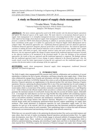A study on financial aspect of supply chain management | PDF