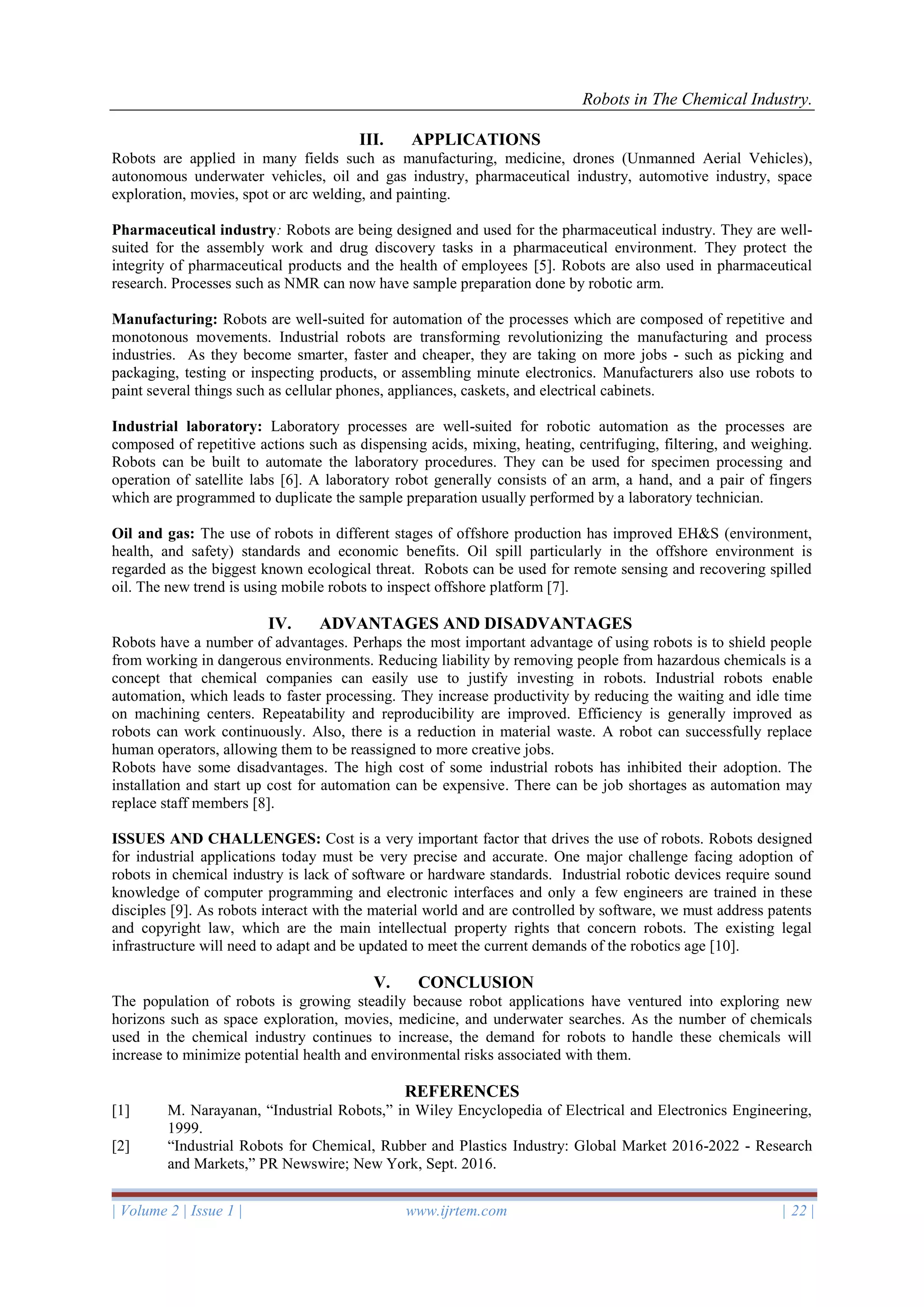 Robots in The Chemical Industry | PDF