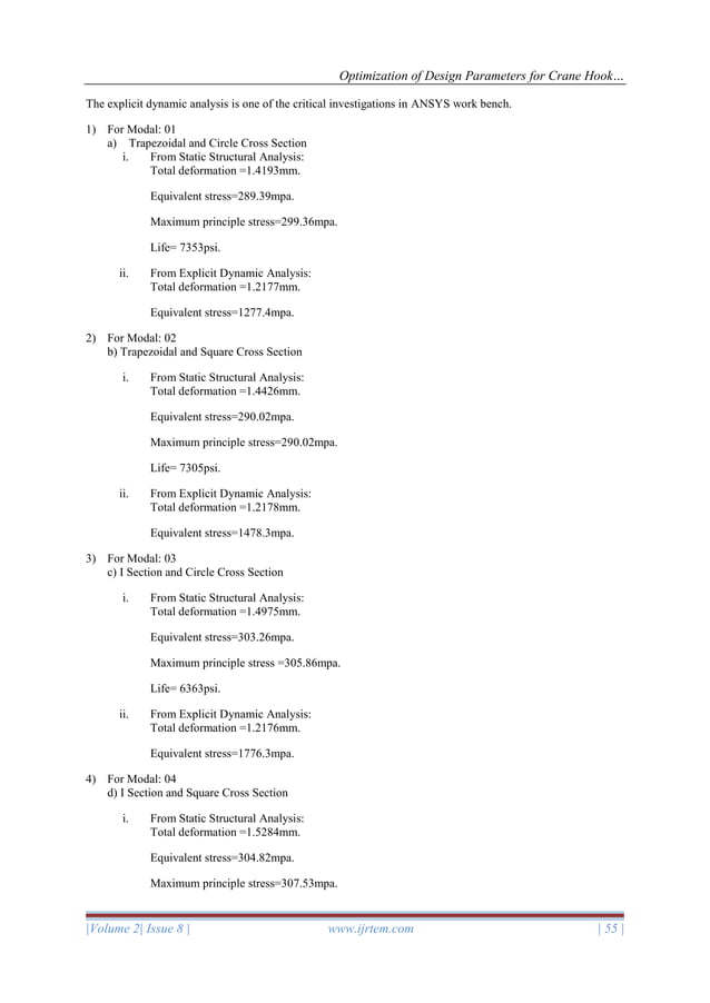 Optimization of Design Parameters for Crane Hook Using Finite Element Analysis | PDF | Physics ...