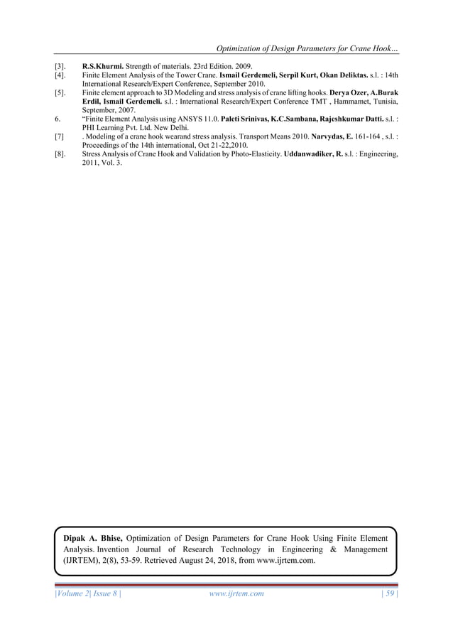 Optimization of Design Parameters for Crane Hook Using Finite Element Analysis | PDF | Physics ...