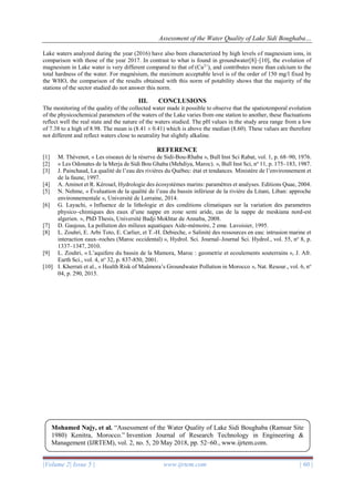 Assessment of the Water Quality of Lake Sidi Boughaba (Ramsar Site 1980 ...