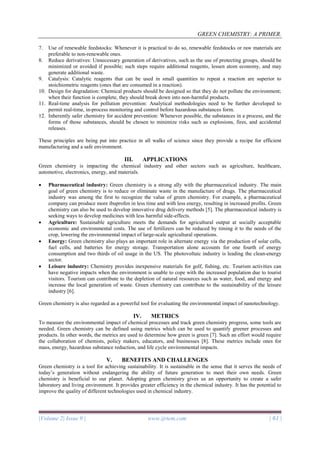 GREEN CHEMISTRY: A PRIMER | PDF