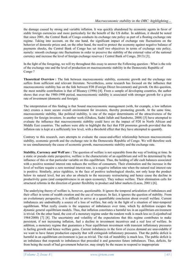 Macroeconomic stability in the DRC: highlighting the role of exchange ...